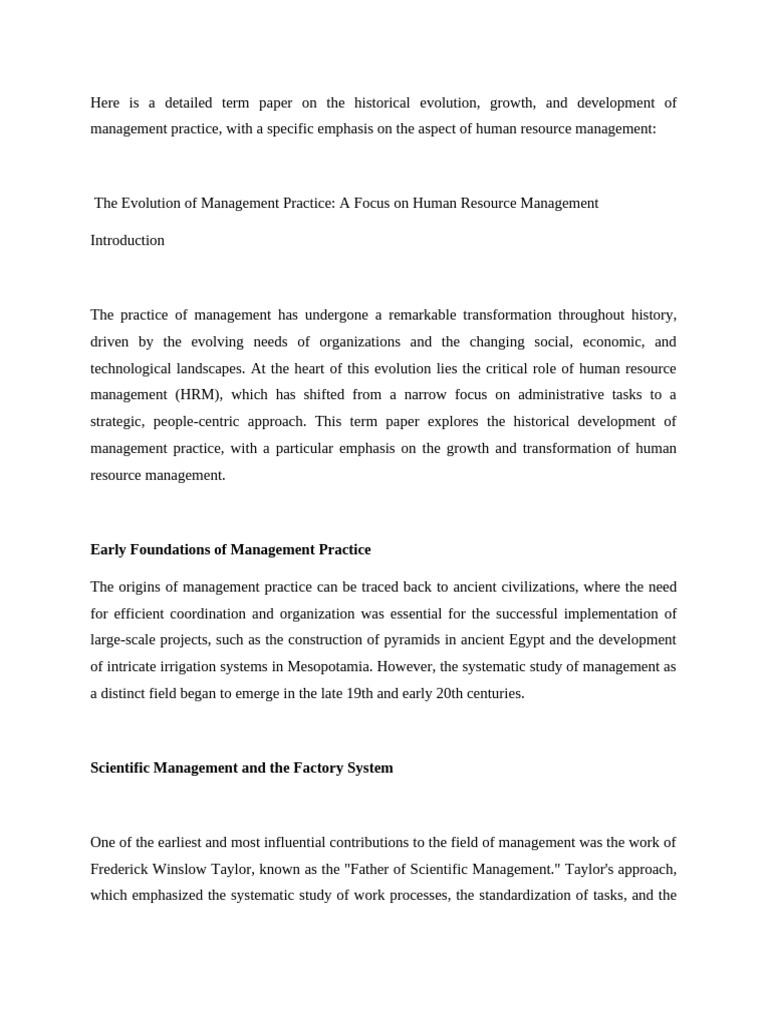 Here Is A Detailed Term Paper On The Historical Evolution | PDF