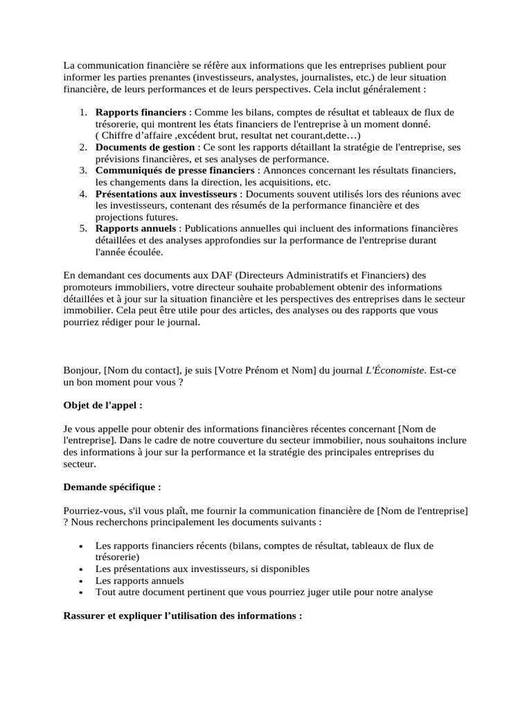 Communication Financière | PDF