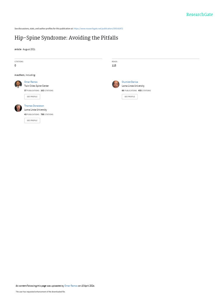 Hip Spine Syndrome Spineline 2021 | PDF