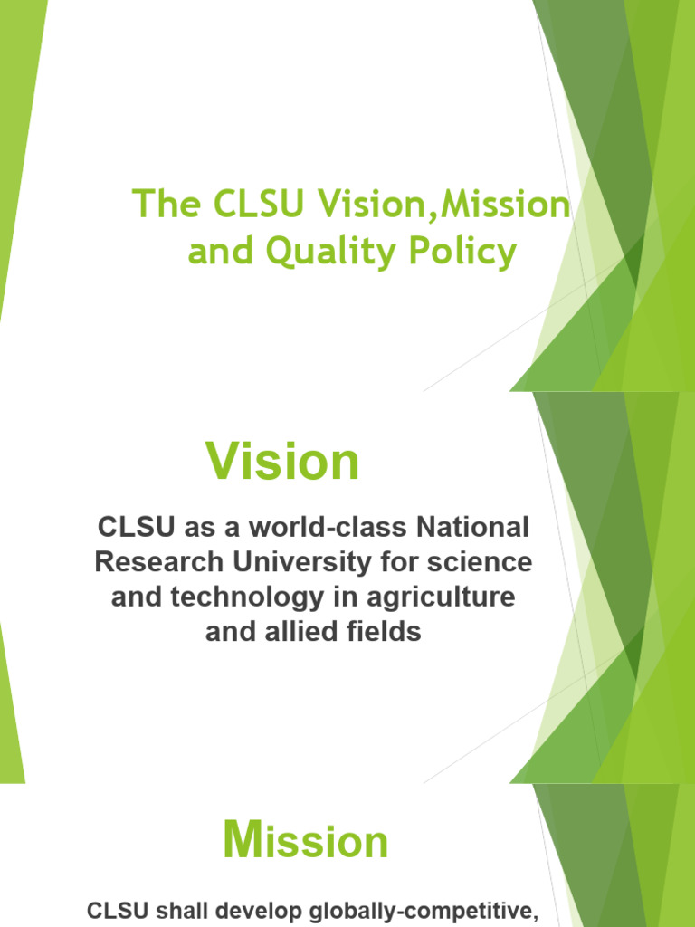 CLSU Vision Mission and Quality Policy Statement | PDF