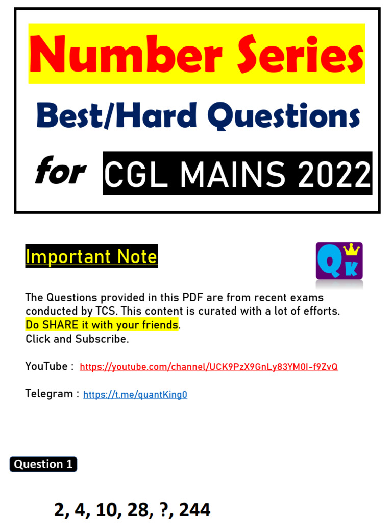 Number Series Hard Questions | PDF