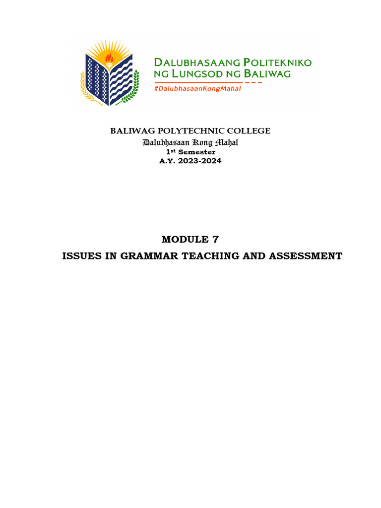 Module 7 - Issues in Grammar Teaching and Assessment | PDF