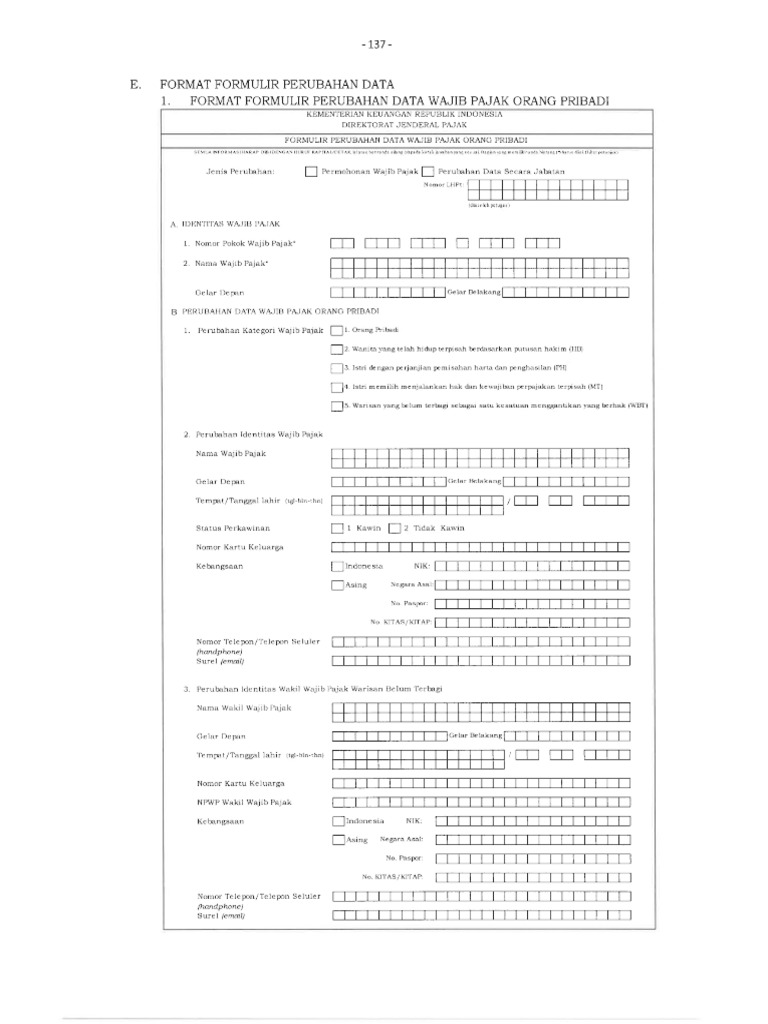 Form Perubahan Data WP Op | PDF