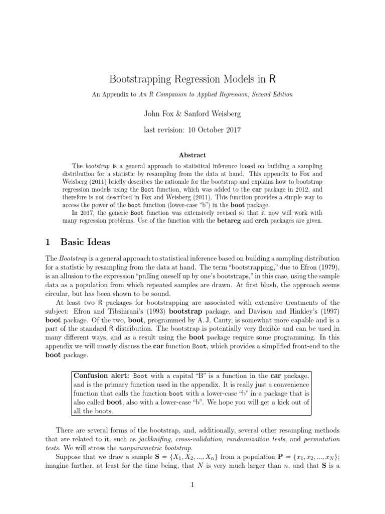 Bootstrapping Regression Models in R - 2 | PDF