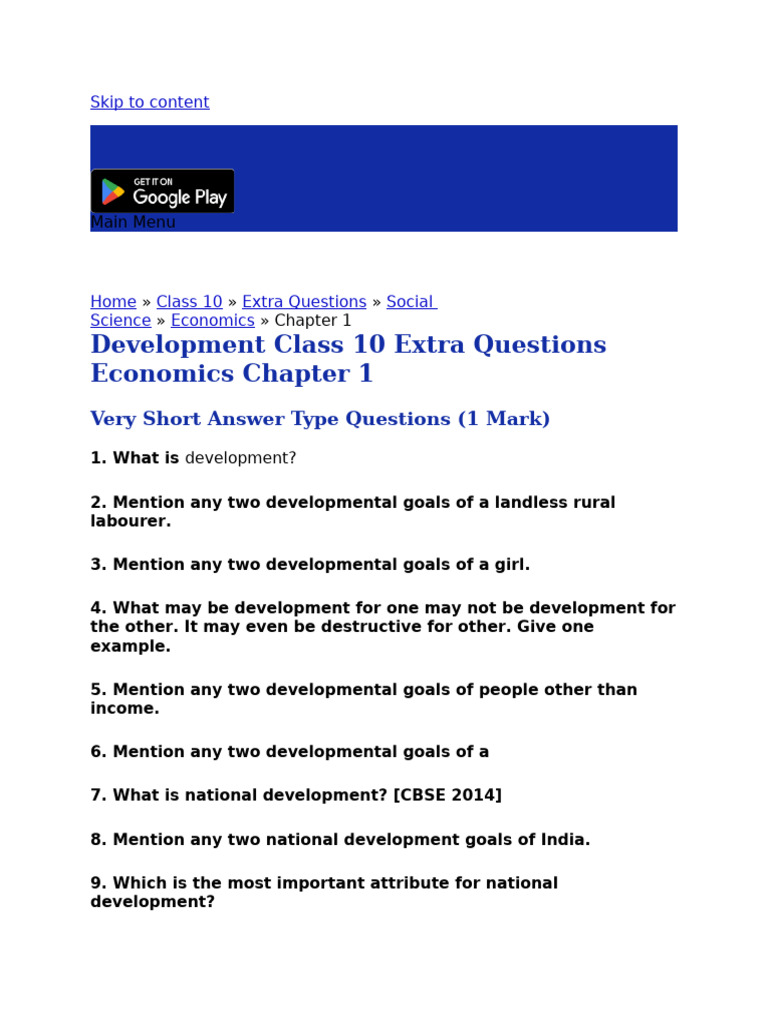 Development Class 10 | PDF