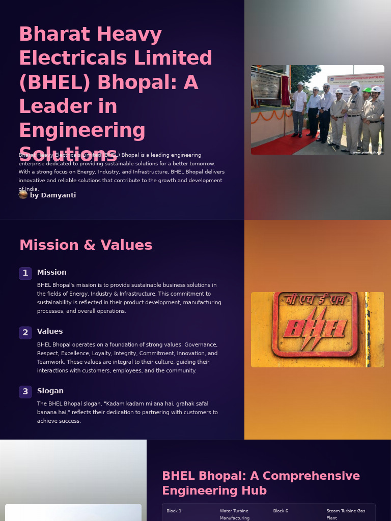 Bharat Heavy Electricals Limited BHEL Bhopal a Leader in Engineering ...
