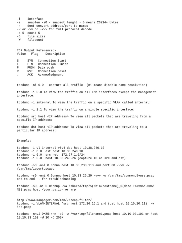 F5 - TCPDump - CLI-Madi | PDF