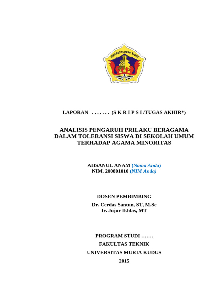 Template Laporan Skripsi Tugas Akhir FT UMK | PDF
