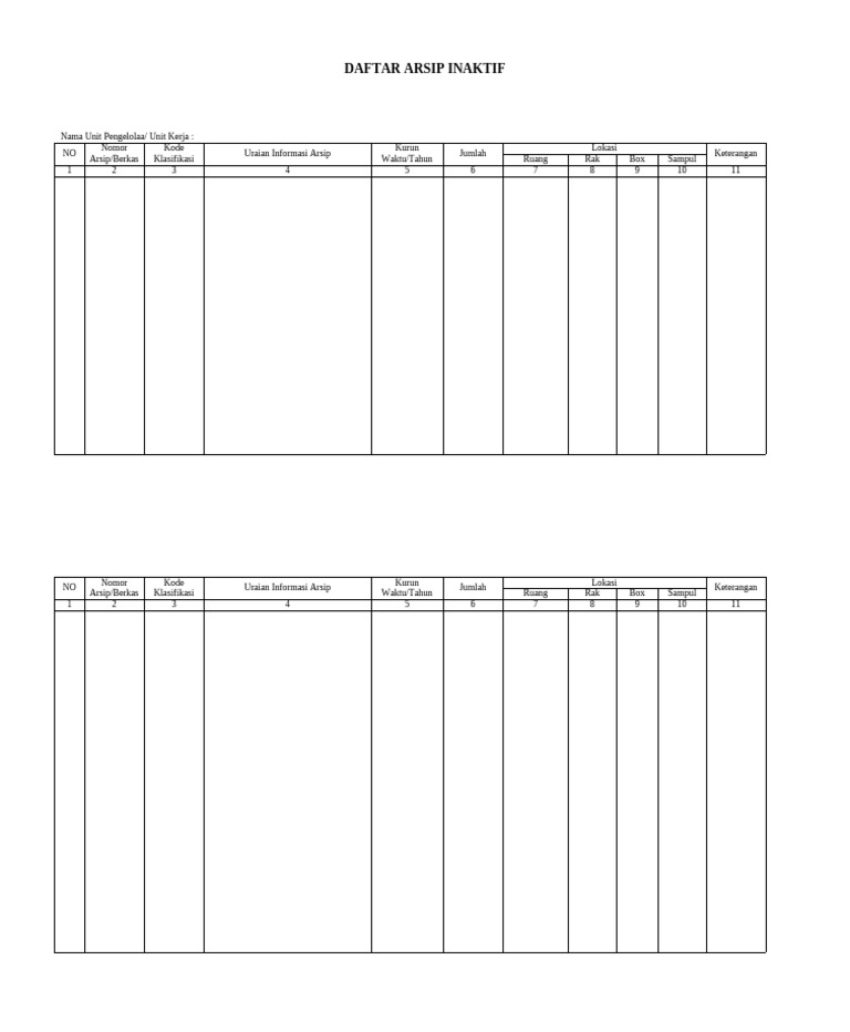 Format DAFTAR ARSIP INAKTIF | PDF