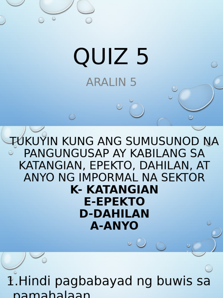 QUIZ Aralin 5 | PDF