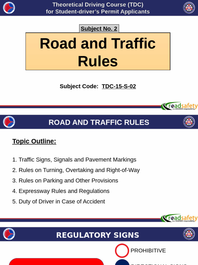 TDC-15-S-02 Road and Traffic Rules Ver. 1 (04.15.23) | PDF