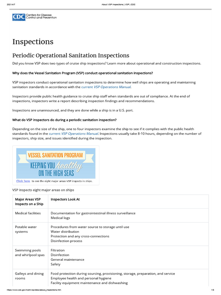 About VSP Inspections - VSP - CDC | PDF