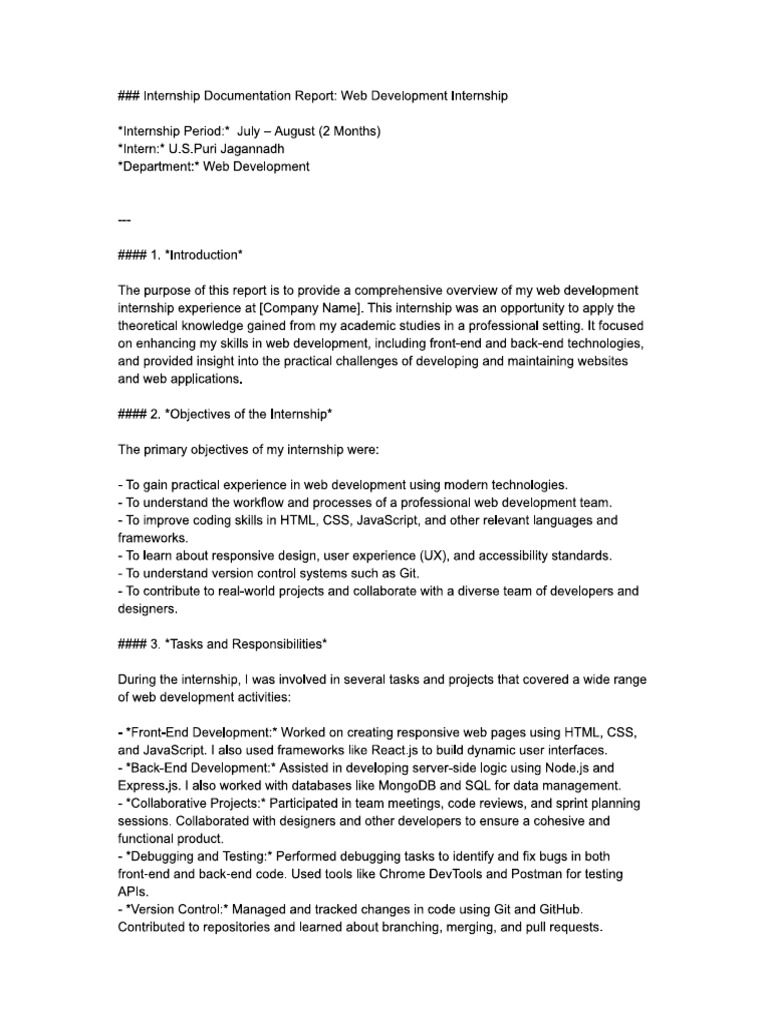 Web Development Doc Report | PDF