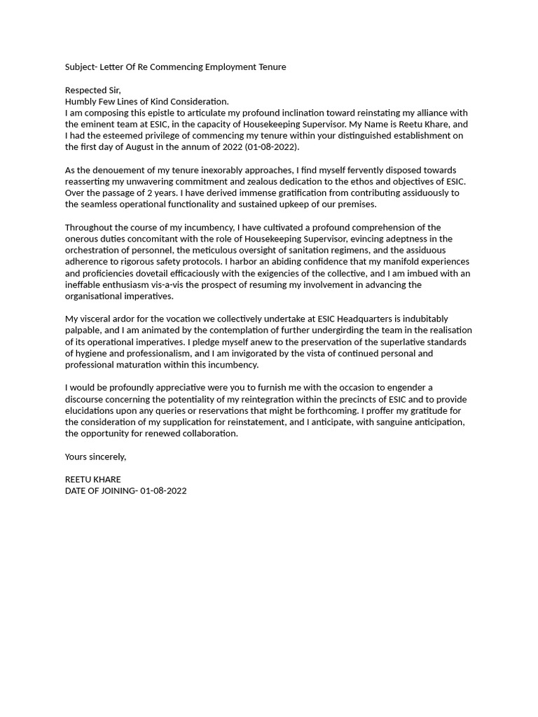 Rejoining Letter | PDF