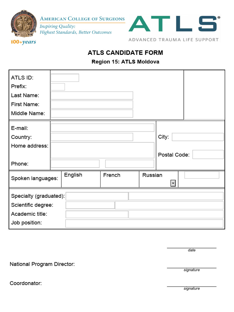 ATLS Candidate Aplication Form (Final) | PDF