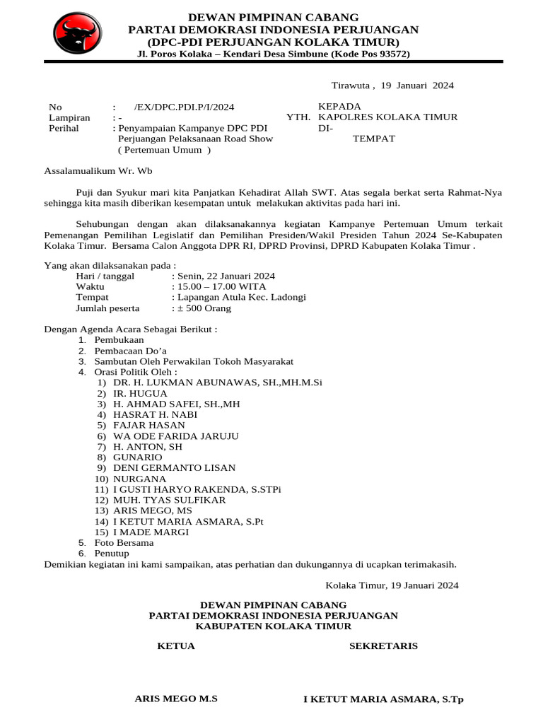 Undangan Partai Pdi | PDF