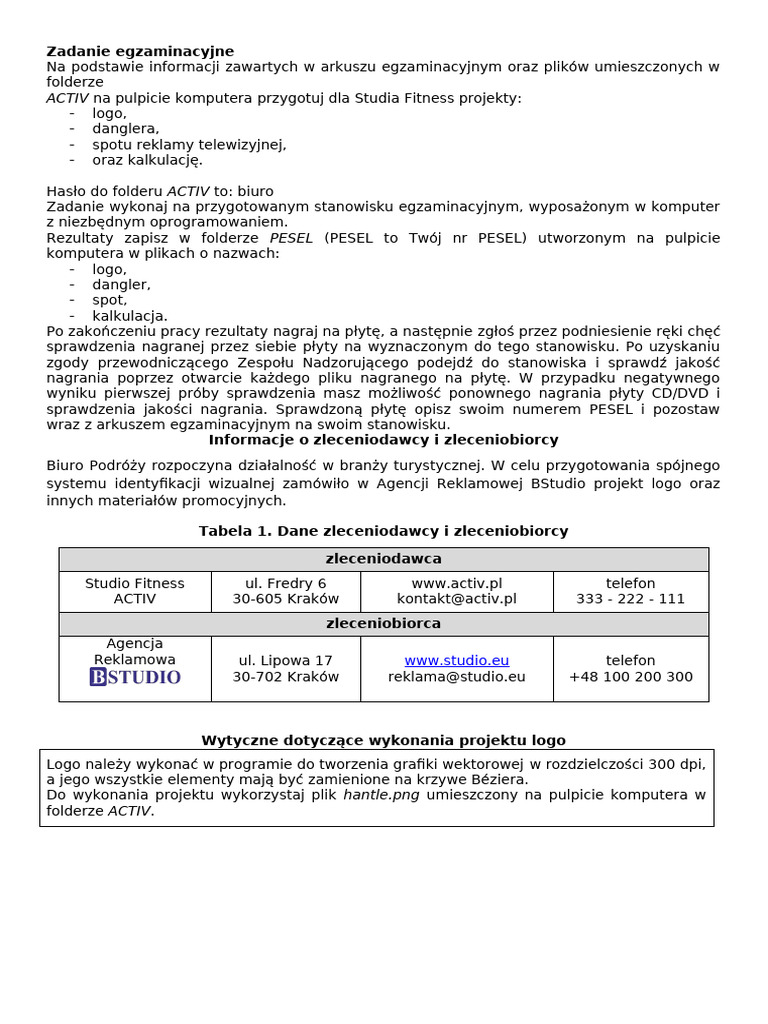 Zadanie Egzaminacyjne | PDF