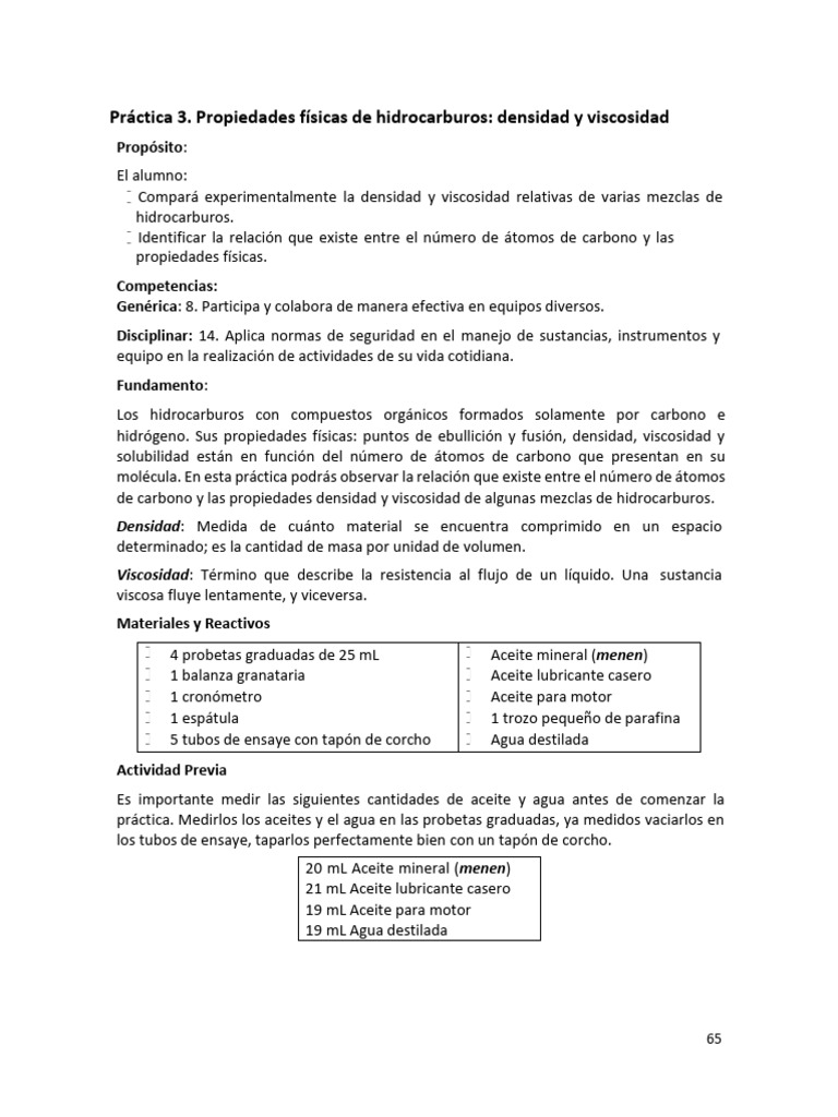 Práctica Propiedades Físicas - Densidad, Viscosidad | PDF