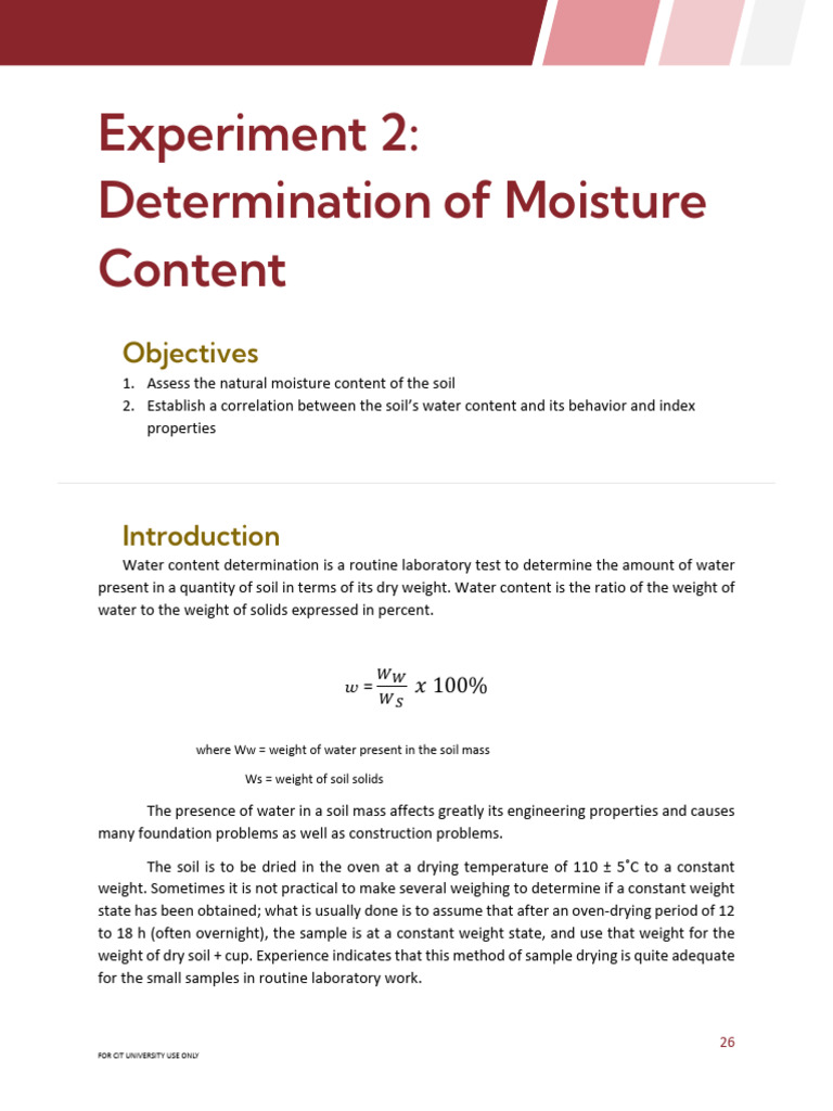 Soil Moisture Content Determination Guide | PDF | Soil | Weight