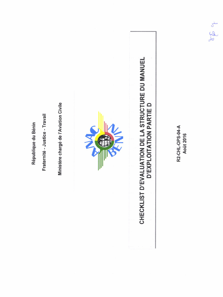 Checklist D'evaluation de La Structure Du Manuel D'exploitation Partie ... Checklist D'evaluation de La Structure Du Manuel D'exploitation Partie ...