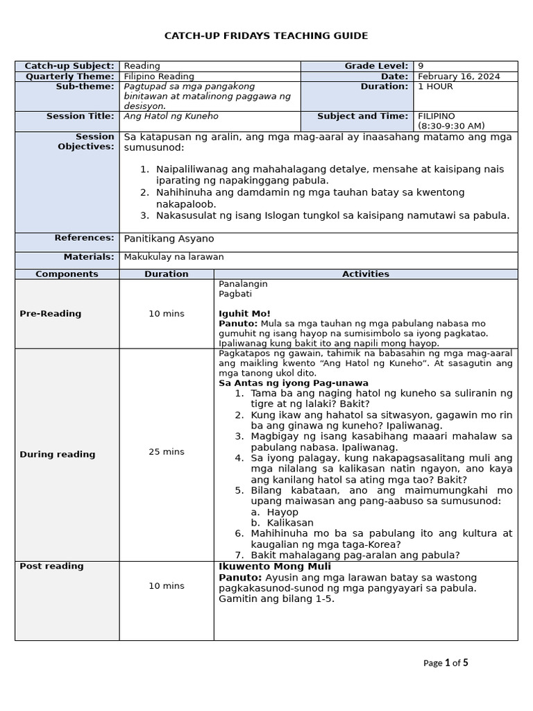 Catchup Filipino 9 Feb.16 2024 | PDF