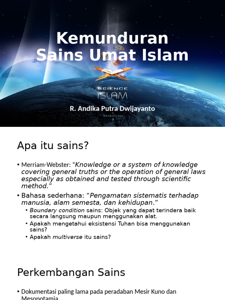 Kemunduran Sains Umat Islam-2024 | PDF
