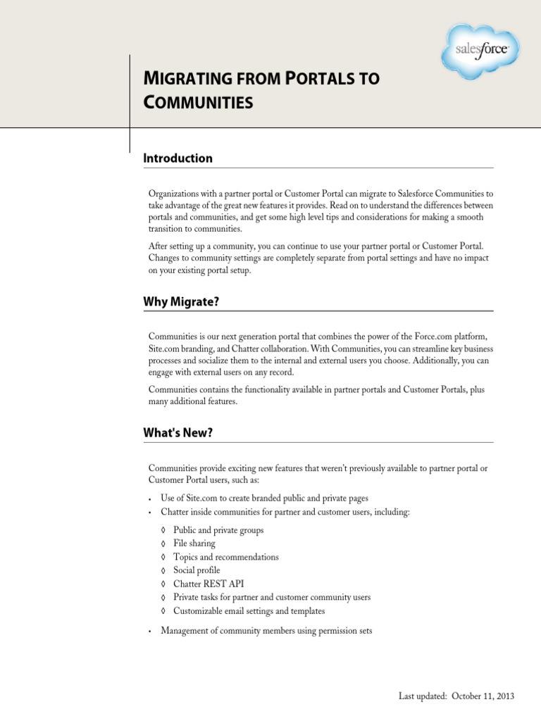 Salesforce Portal To Community Migration Cheatsheet Pdf