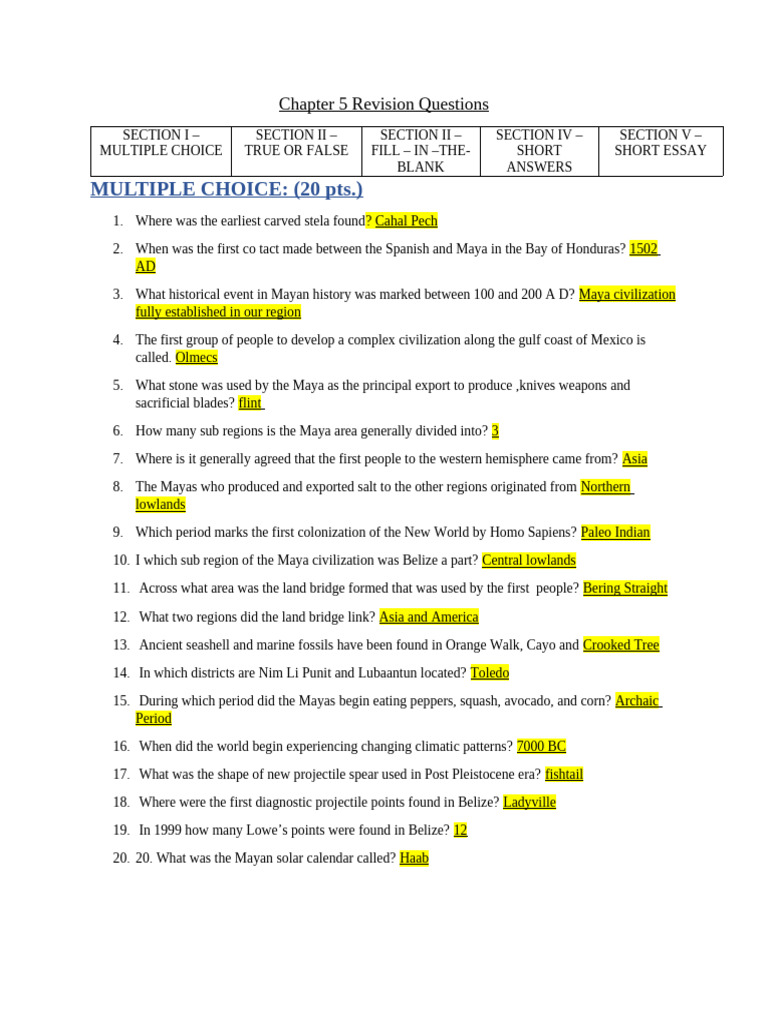 Chapter 5 Revision Questions Hard | PDF