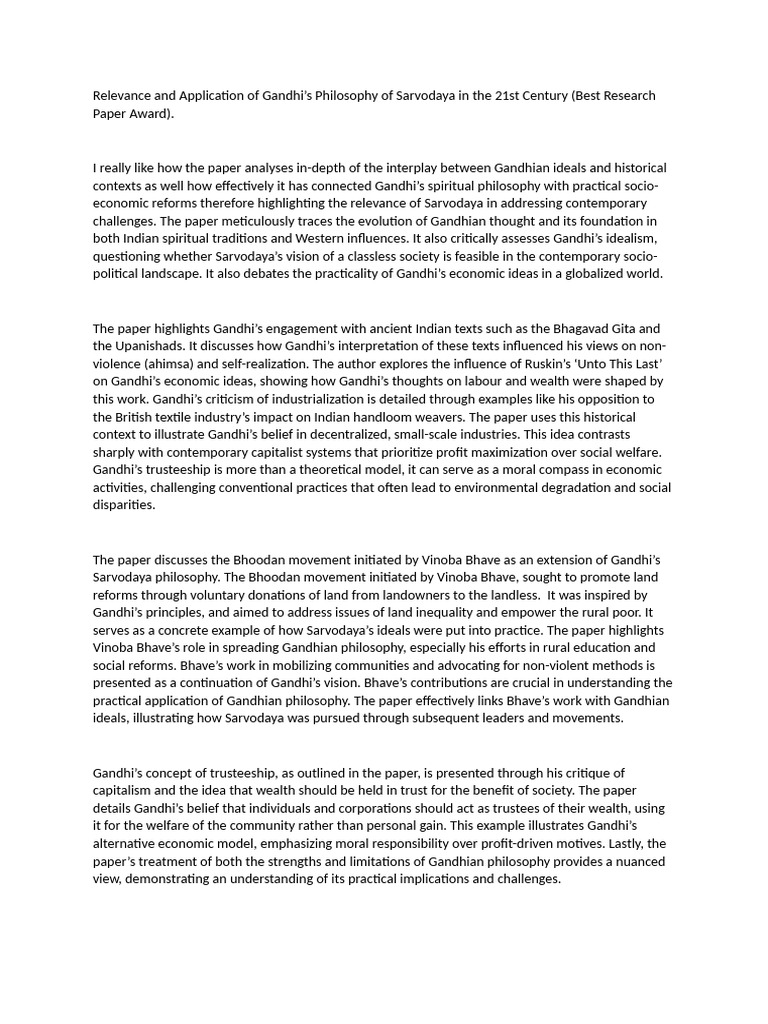 Relevance and Application of Gandhi | PDF