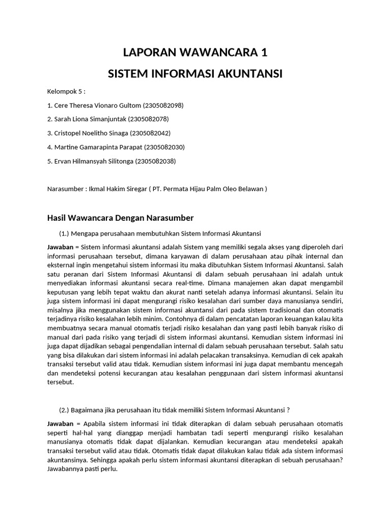 Laporan Wawancara 1 | PDF