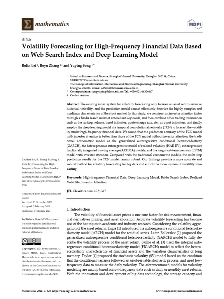 Volatility Forecasting For High-Frequency Financial Data Based On Web Search Index and Deep ...