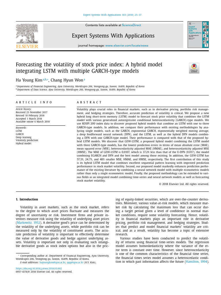 Forecasting The Volatility Of Stock Price Index A Hybrid Model