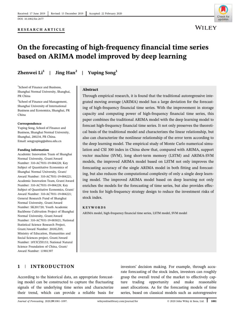 On The Forecasting of High-Frequency Financial Time Series Based On ...