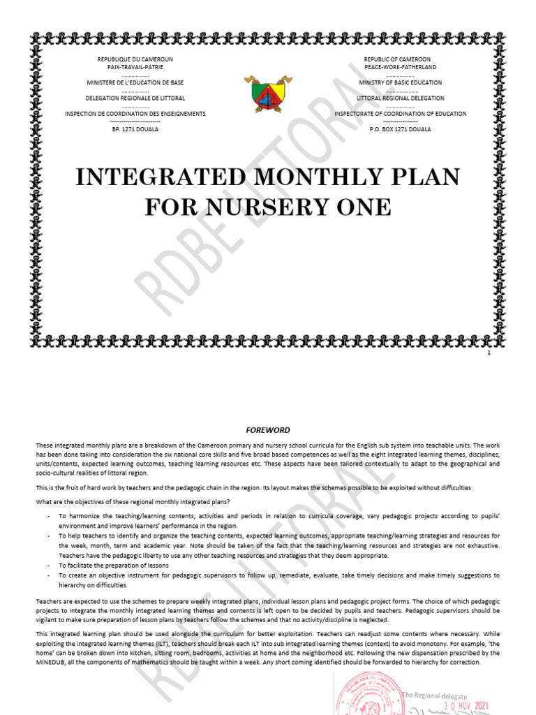 SCHOOL YEAR PROGRAM NURSERY ONE | PDF