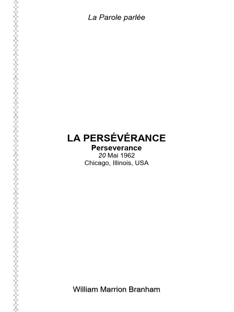 La Persévérance-William Marrion Branham | PDF