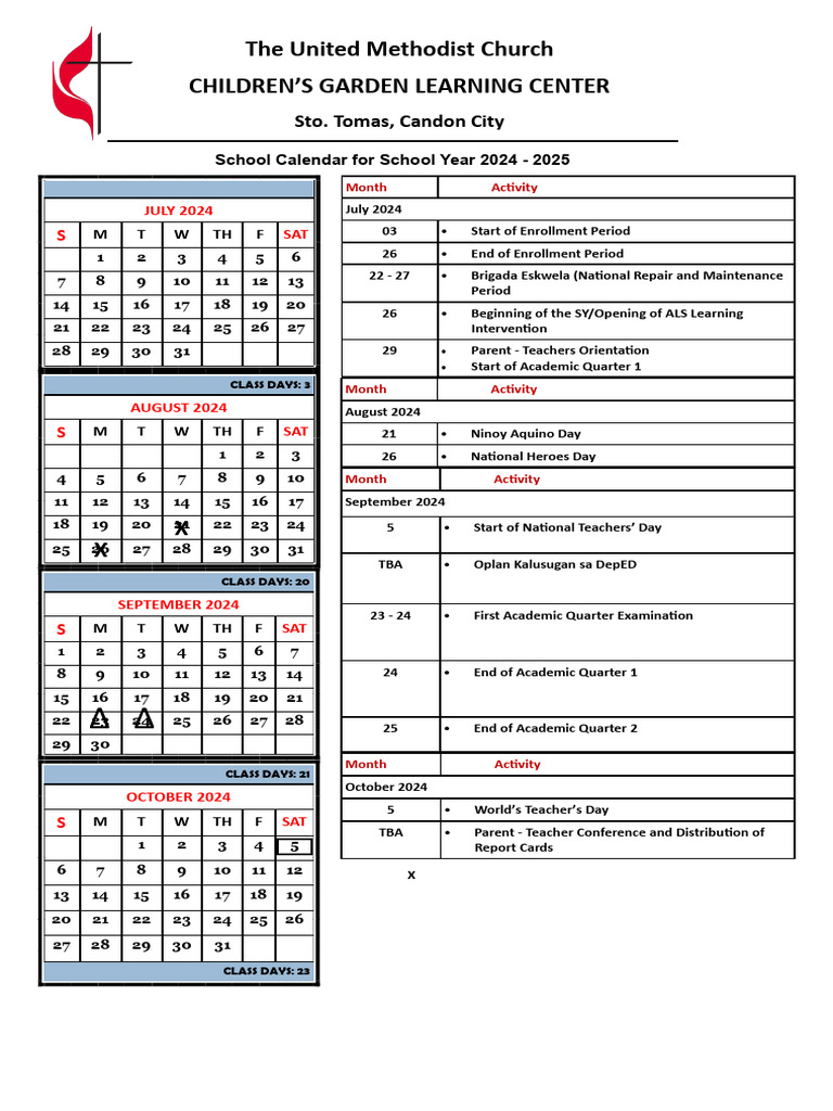 School Calendar 2024 - 2025 | PDF