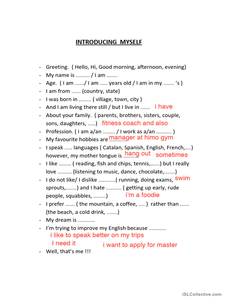 Introducing Myself | PDF