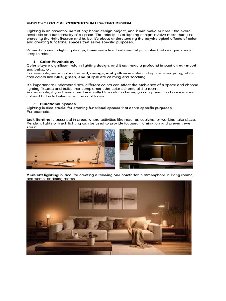 Phsychological Concepts in Lighting Design | PDF