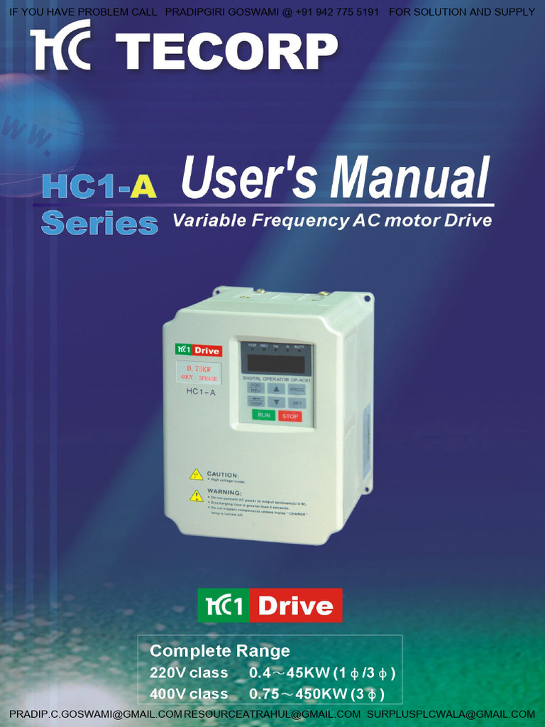 Tecorp Hc1 A Manual en | PDF | Power Supply | Power Inverter