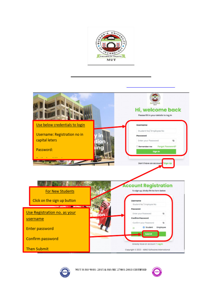 MUT Student Portla Manual | PDF