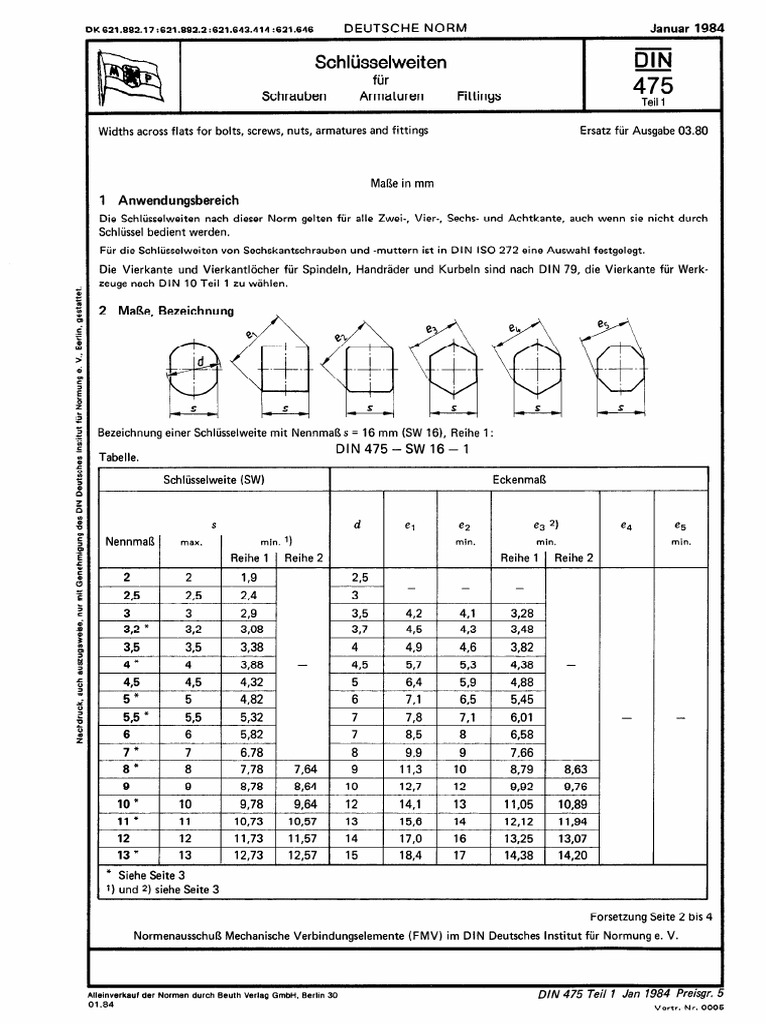 DIN 00475-1꞉1984 | PDF