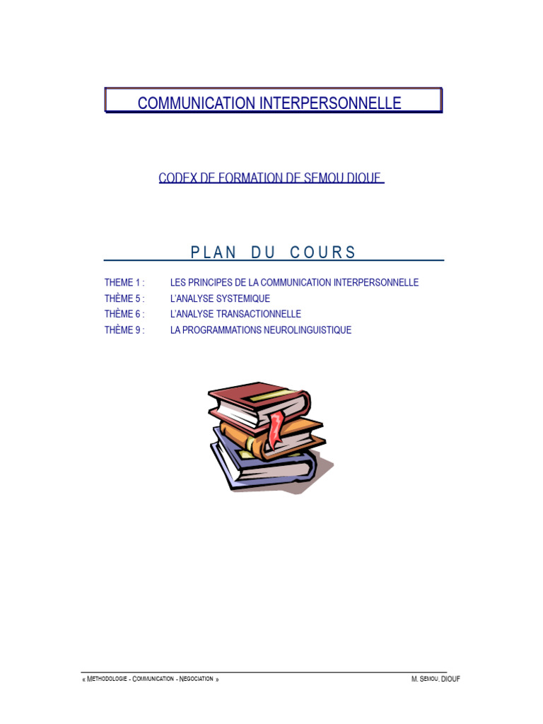 Communication Interpersonnelle: Plan Du Cours | PDF