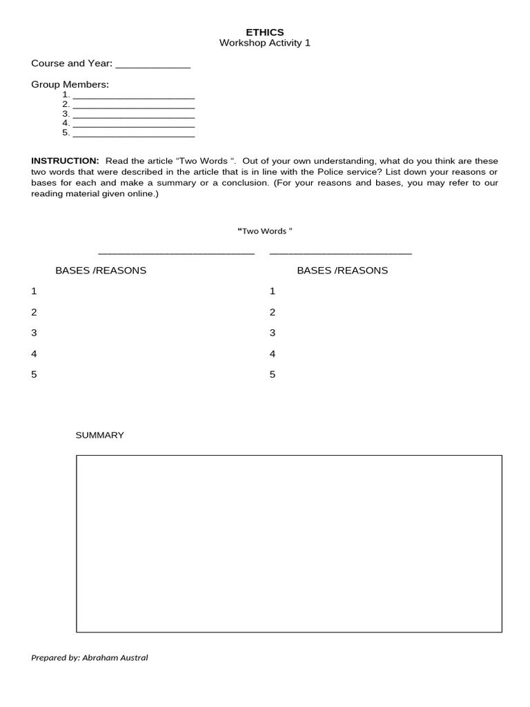 Ethics Activity | PDF
