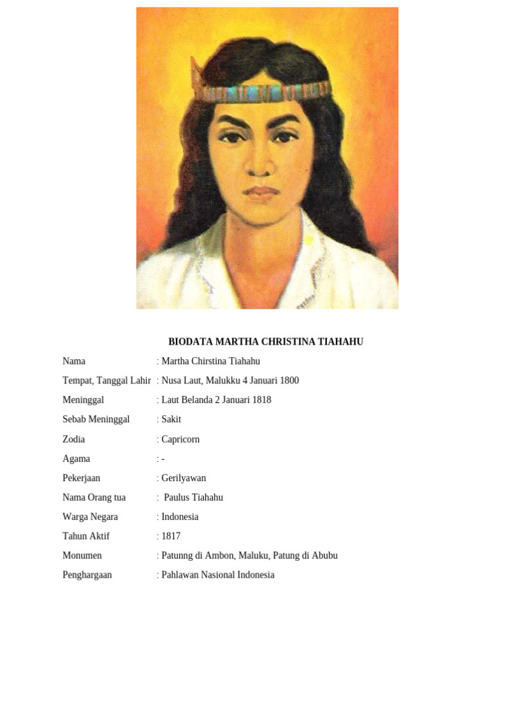 Biodata Martha Christina Tiahahu | PDF
