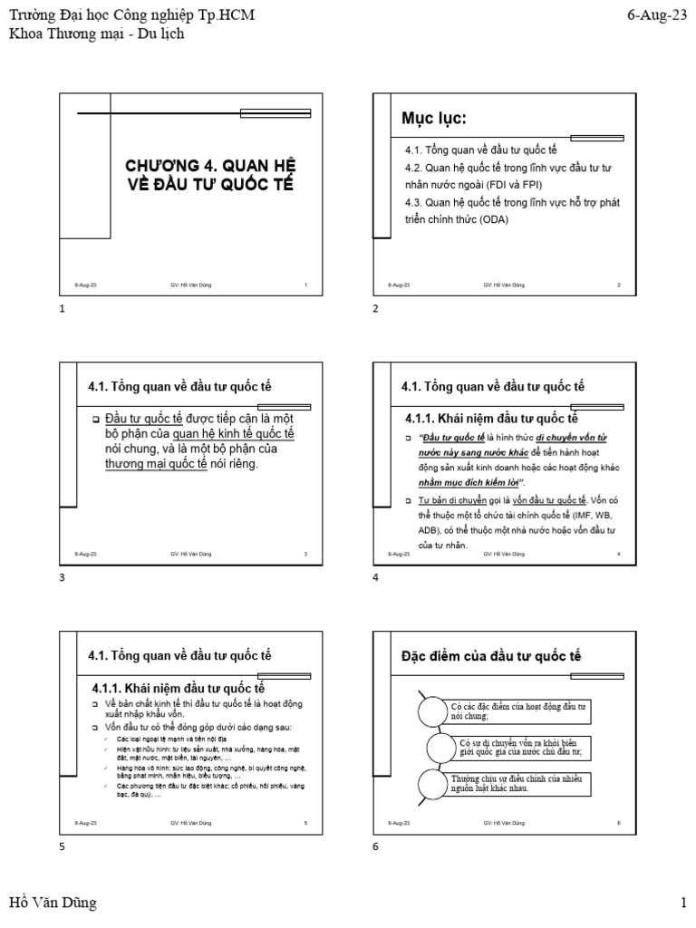 Bai Giang 4. Quan He Ve Dau Tu Quoc Te (Aug 2023) | PDF