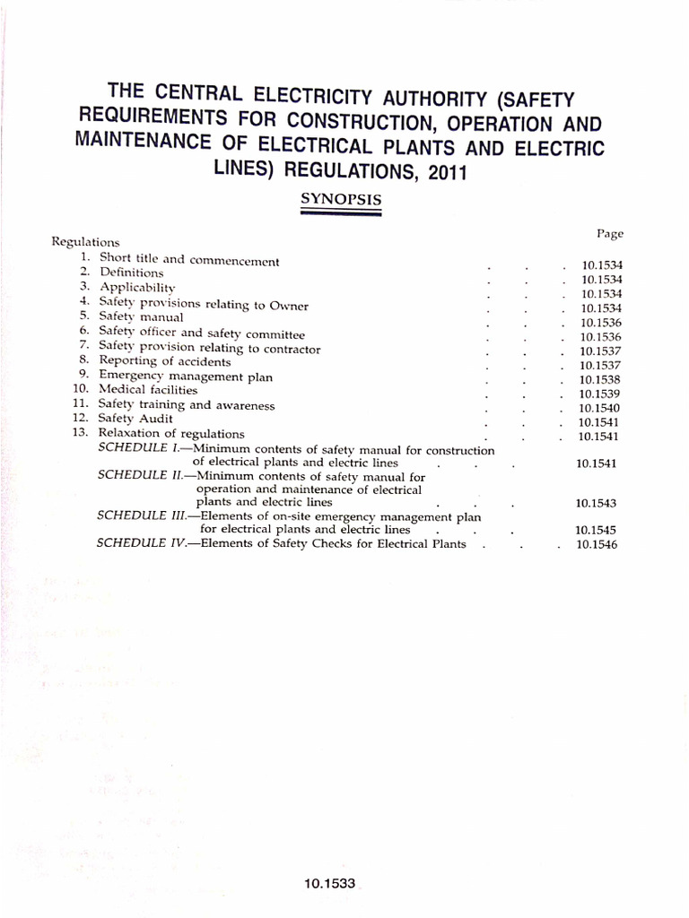 Central Electricity Authority (Safety Requirements For Construction ...