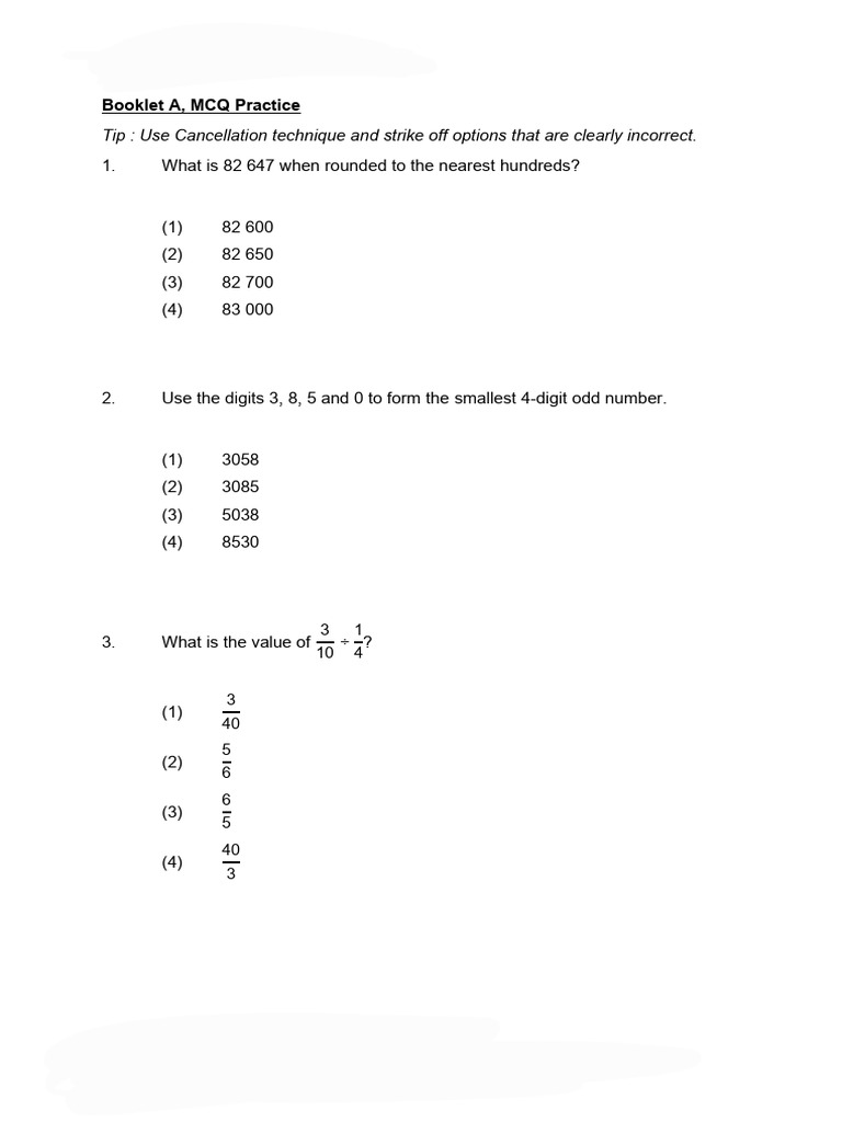 Must Know PSLE Math Questions | PDF