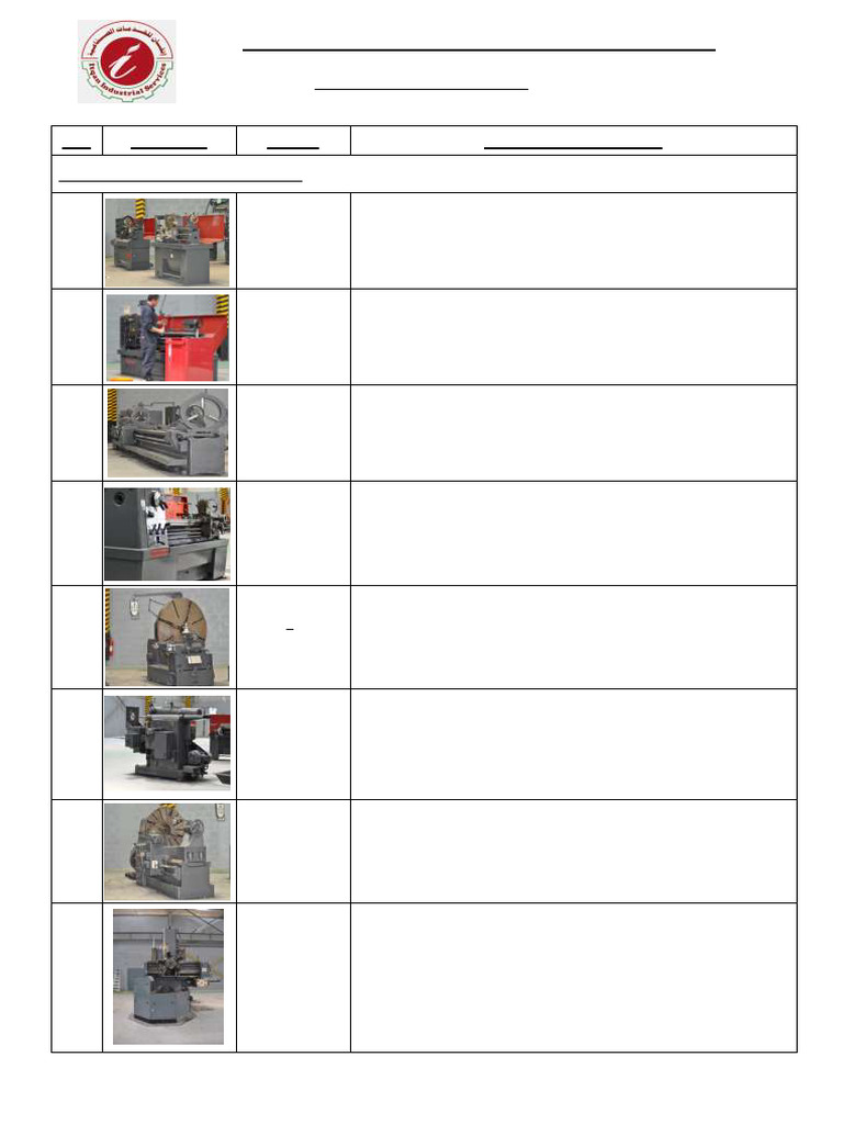 Industrial Workshop Machinery List | PDF | Industrial Processes ...