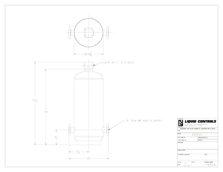 Liquid Controls E-3 Bulk Air Eliminator Drwg-A8950 | PDF