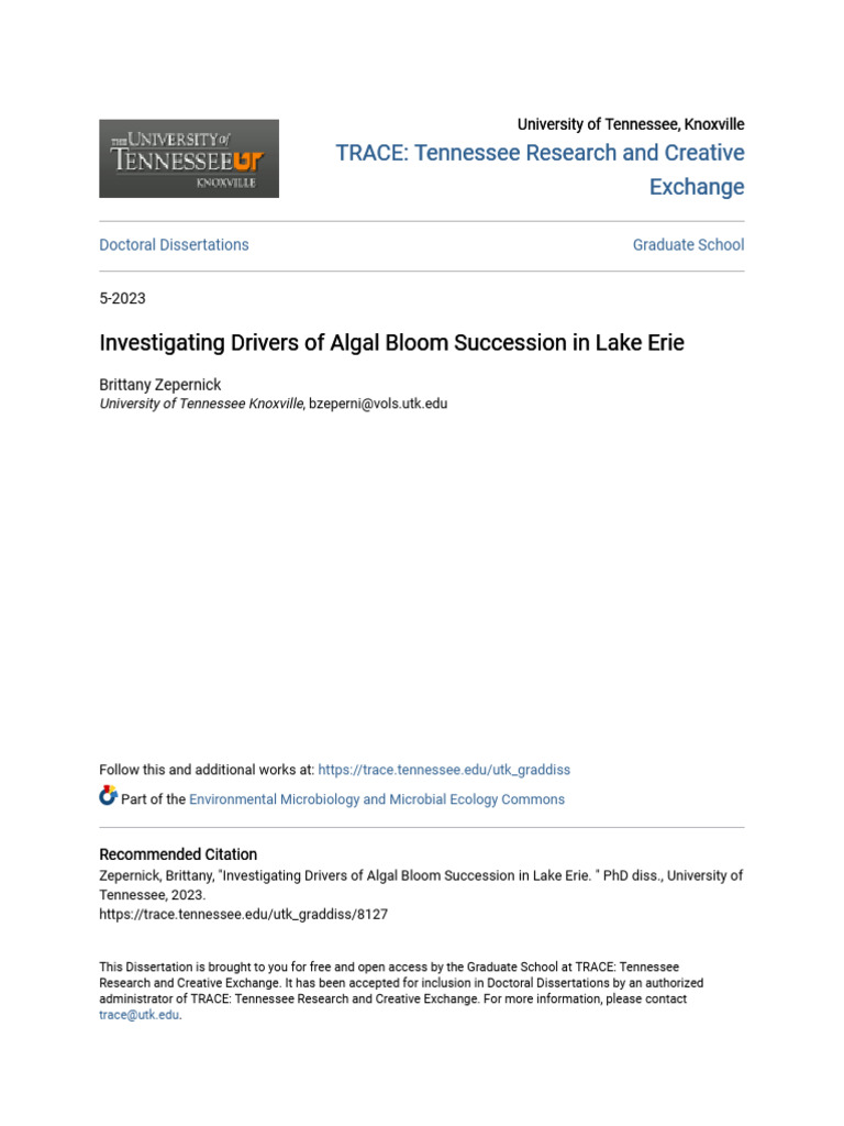Investigating Drivers of Algal Bloom Succession in Lake Erie | PDF